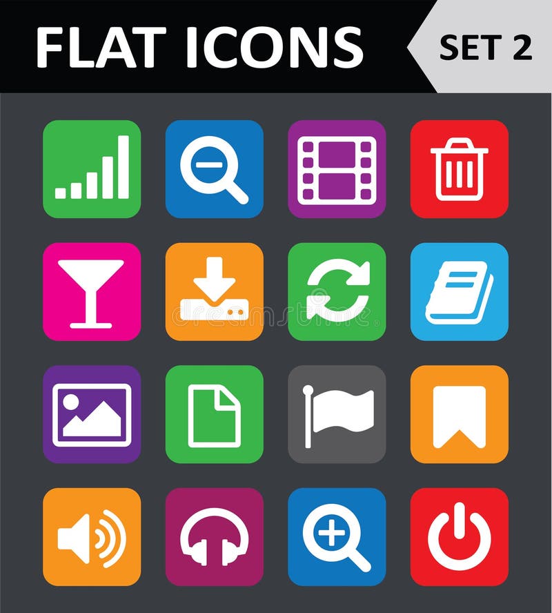 Flat UI Design Trend Set Icons Stock Vector - Illustration of banner ...