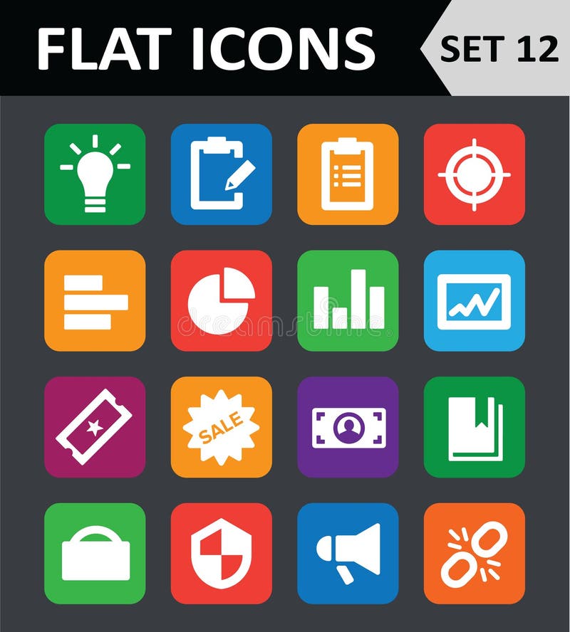 Universal Colorful Flat Icons. Stock Vector - Illustration of computer ...