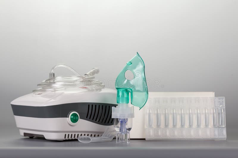 Universal Compressor Nebulizer and Child Mask, Vials of Solution, on ...