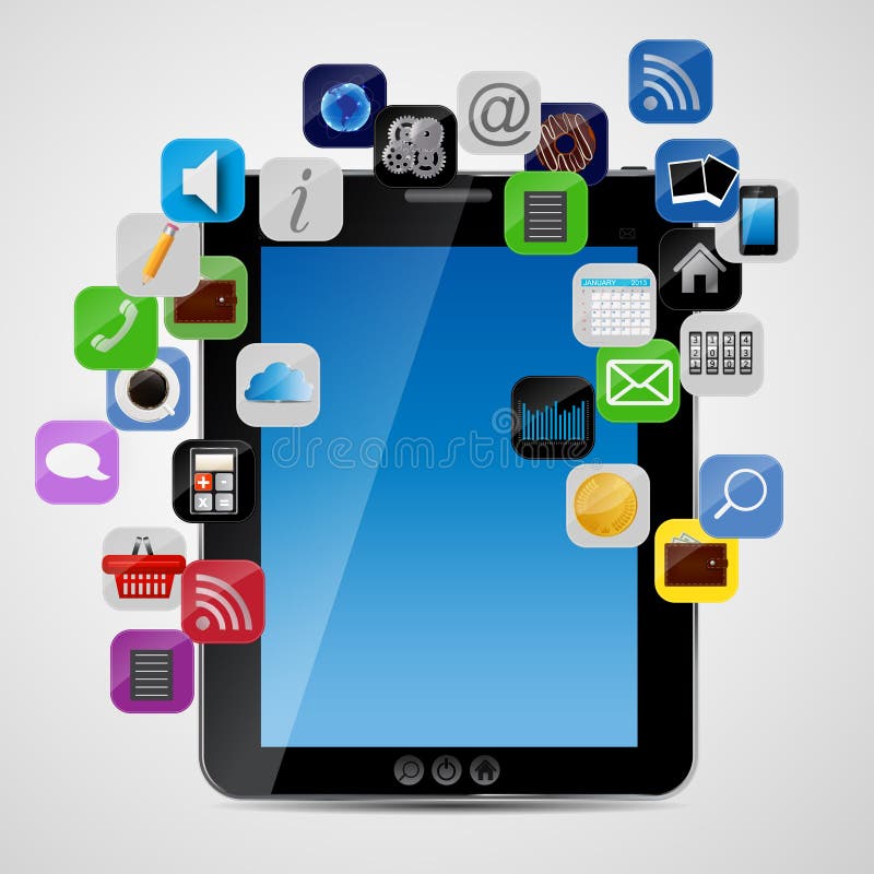 Universal Design Tablet with App Icons Vector Stock Vector ...