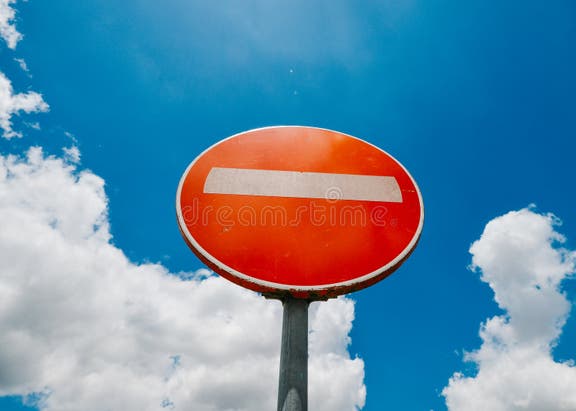 Universal Do Not Enter Sign, with Copy Space and Blue Sky Stock Image ...