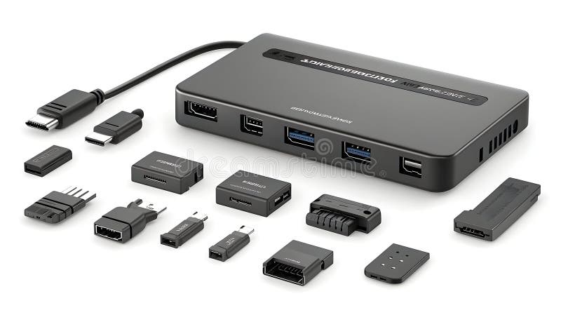 Multi-Port Adapter and Connectors Stock Illustration - Illustration of ...