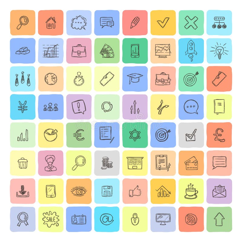 Universal Doodle Icons for Mobile and Web Stock Vector - Illustration ...