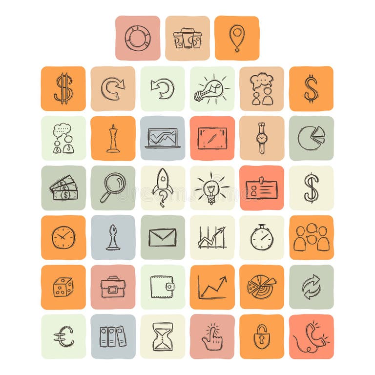 Universal Doodle Icons for Mobile and Web Stock Vector - Illustration ...