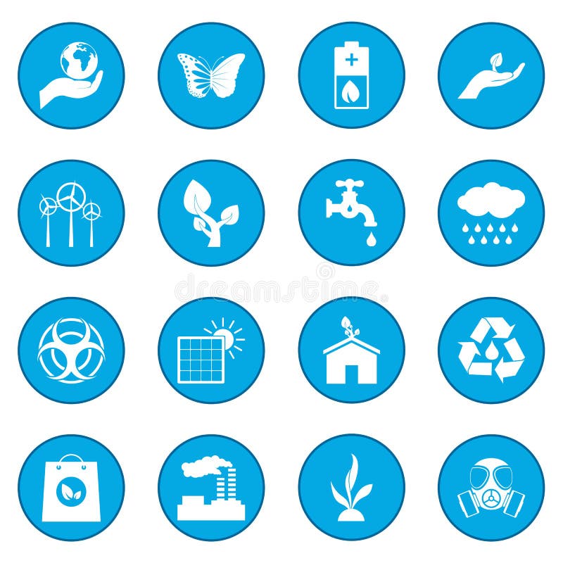 Universal Ecology Icon Blue Stock Vector - Illustration of pictogram ...