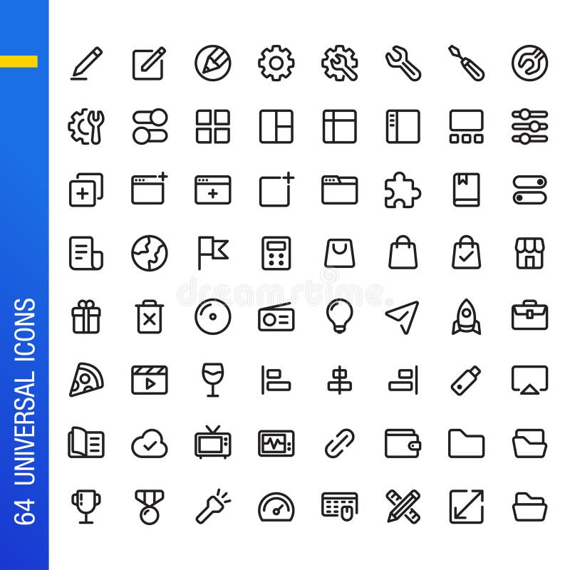 Universal Essential UI UX Icon Set in Outlined Style Stock Vector ...