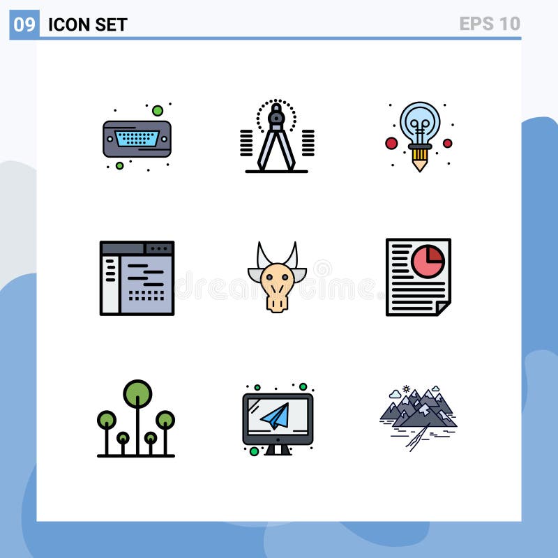 9 Universal Filledline Flat Color Signs Symbols of Source, Development ...