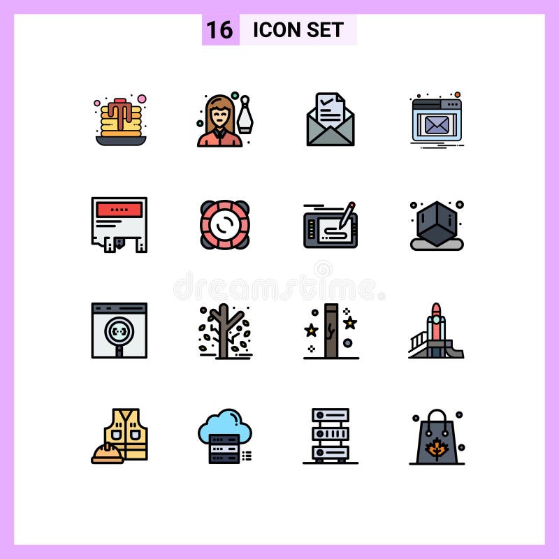 Set of 16 Vector Flat Color Filled Lines on Grid for Advertising, Popup ...