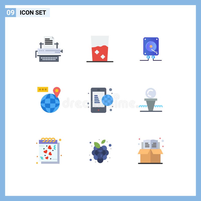 9 Universal Flat Color Signs Symbols of Location, Map, Kitchen, World ...