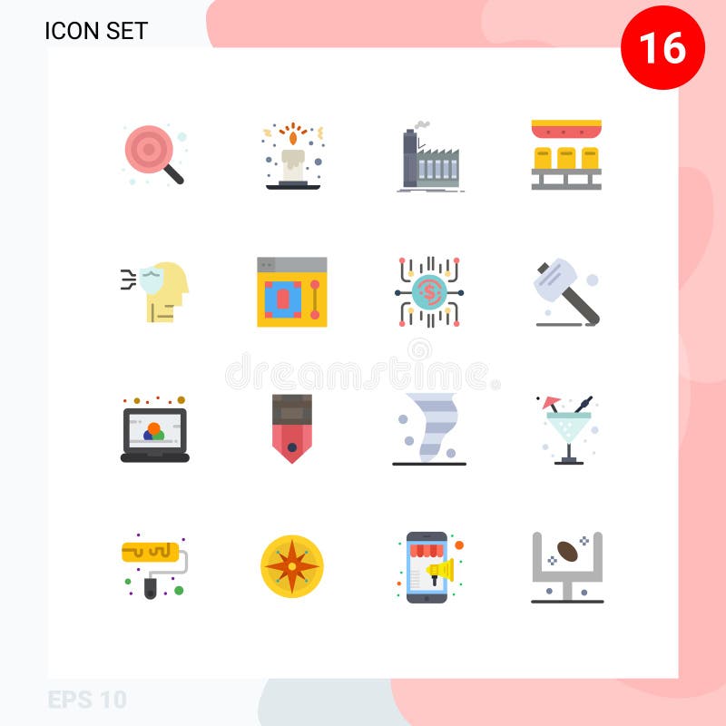 16 Universal Flat Color Signs Symbols of Personal, Transportation ...