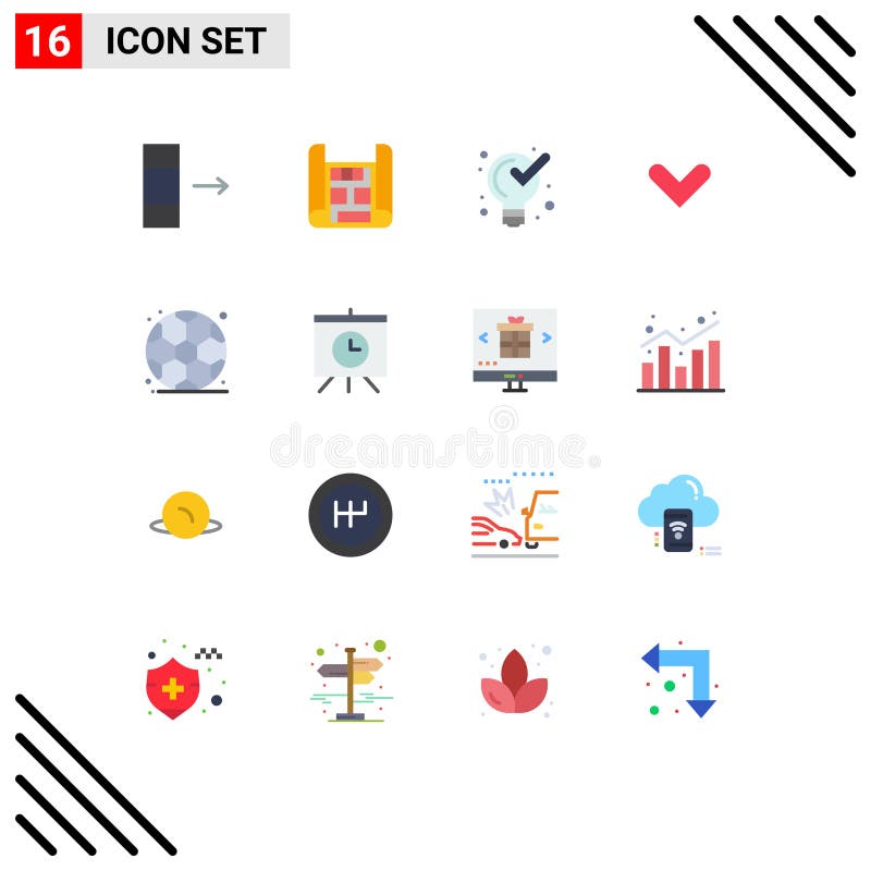 Group of 16 Flat Colors Signs and Symbols for Board, Back To School, Product, Education ...