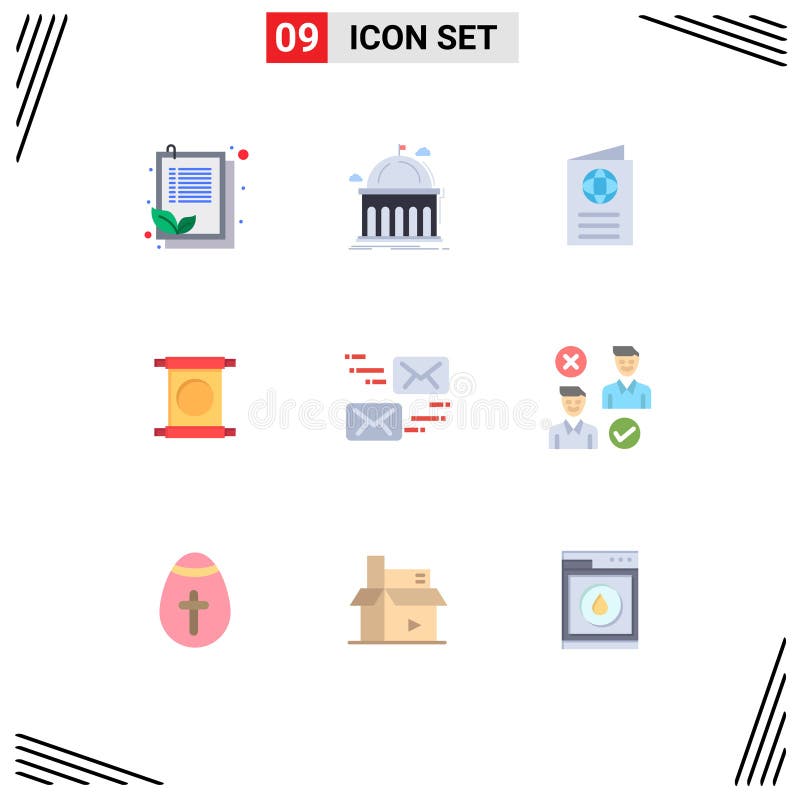 Universal Icon Symbols Group of 9 Modern Flat Colors of Chinese, Letter ...