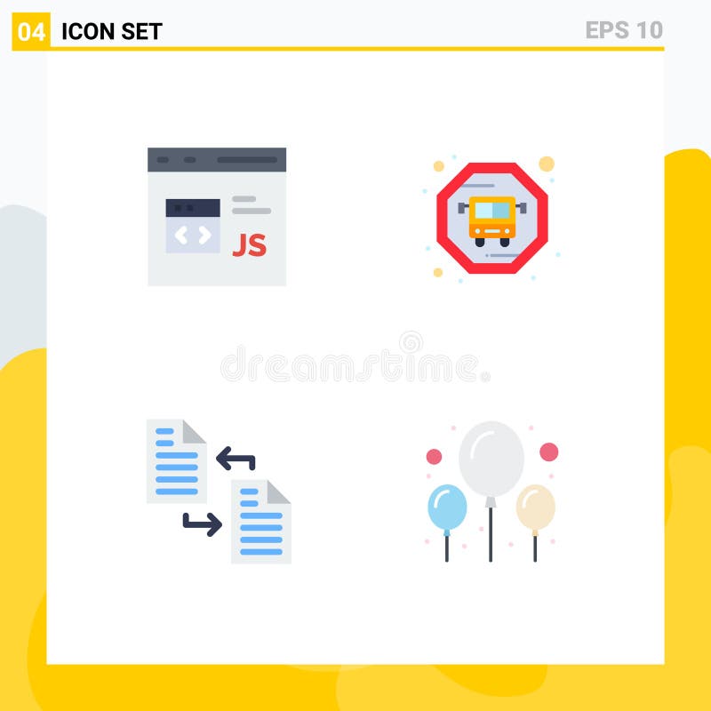 4 Universal Flat Icon Signs Symbols of Code, File, Development, Public ...
