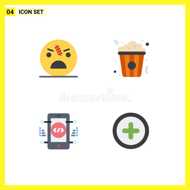 4 Universal Flat Icon Signs Symbols of Dead, Coding, Spooky, Cinema ...