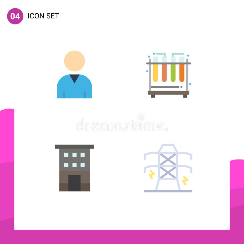 4 Universal Flat Icon Signs Symbols of Human, Shops, Test, Buildings ...
