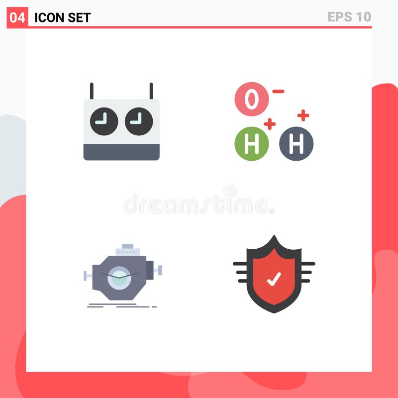 4 Universal Flat Icons Set for Web and Mobile Applications Chess, Motor ...