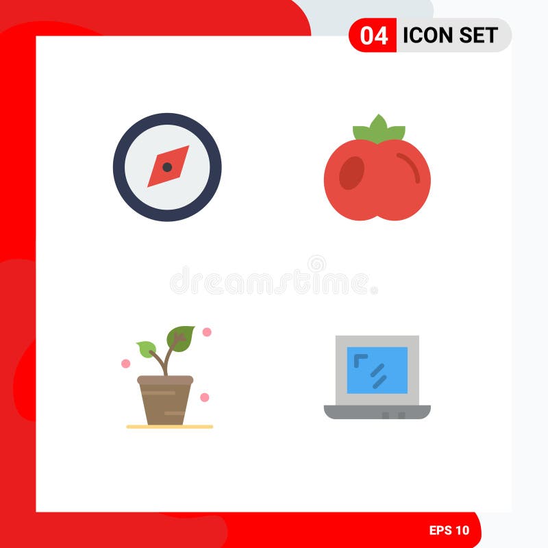 4 Universal Flat Icons Set for Web and Mobile Applications Compass ...