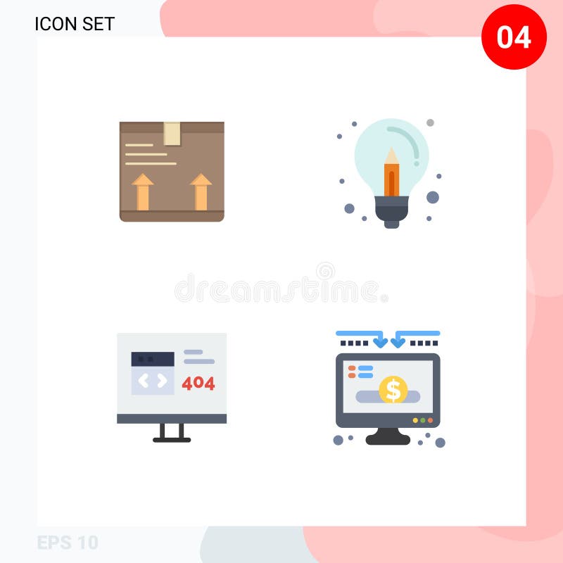 4 Universal Flat Icons Set for Web and Mobile Applications Deliver, App, Up, Creative, Develop ...