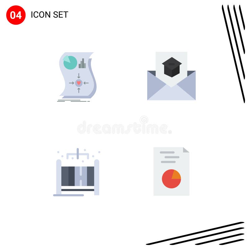 4 Universal Flat Icon Signs Symbols of Estimation, Letter, Response ...