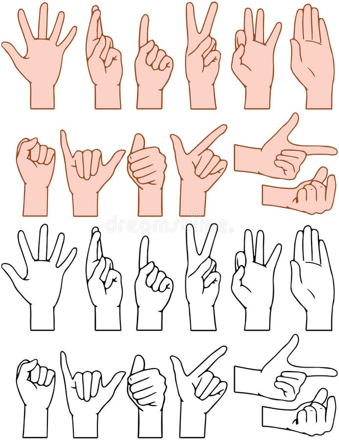 Universal Hand Signs Gestures Stock Vector - Illustration of human ...