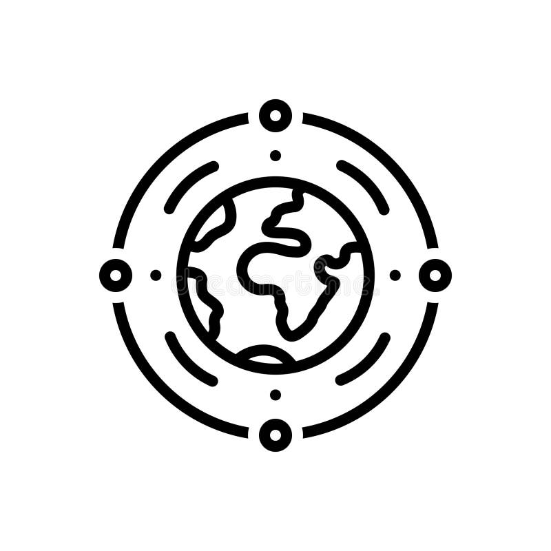 Black Line Icon for Universal, Global and Orbit Stock Vector ...