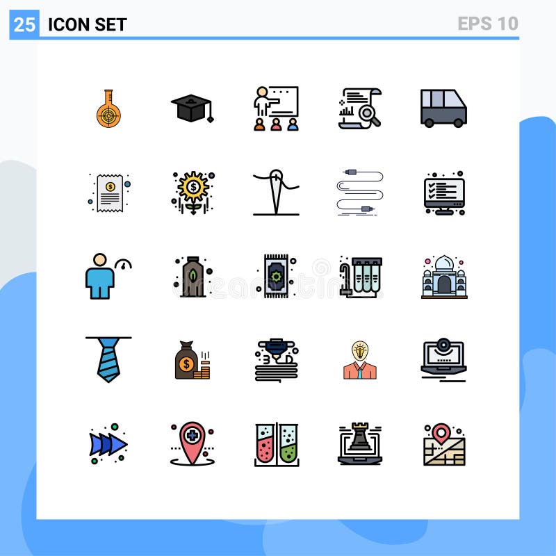 Universal Icon Symbols Group of 25 Modern Filled Line Flat Colors of ...