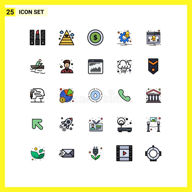 Universal Icon Symbols Group of 25 Modern Filled Line Flat Colors of ...
