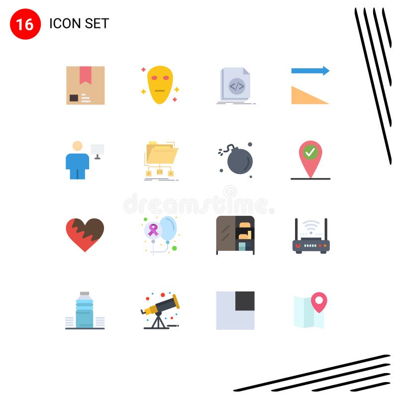 Universal Icon Symbols Group of 16 Modern Flat Colors of Avatar, Sort ...