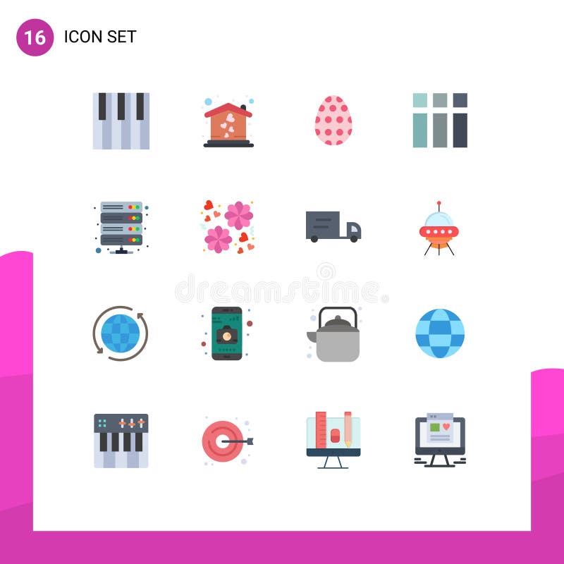 Universal Icon Symbols Group of 16 Modern Flat Colors of Database ...