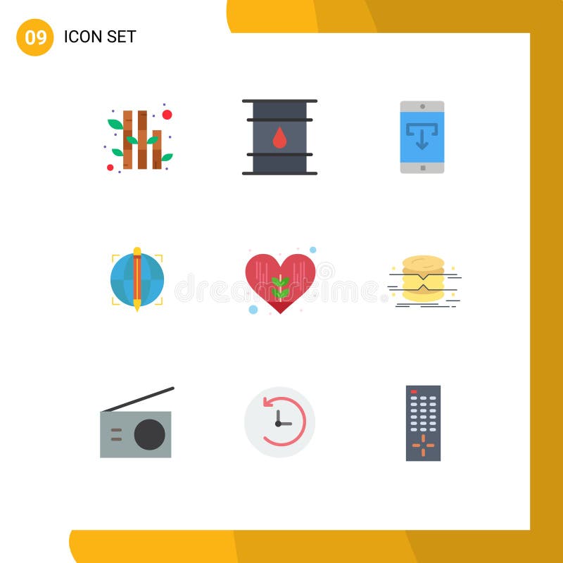 Universal Icon Symbols Group of 9 Modern Flat Colors of Environment ...