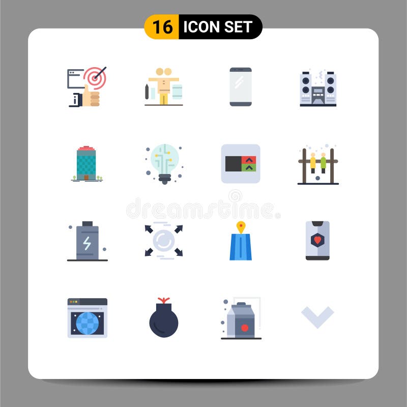 Universal Icon Symbols Group of 16 Modern Flat Colors of Spectator ...