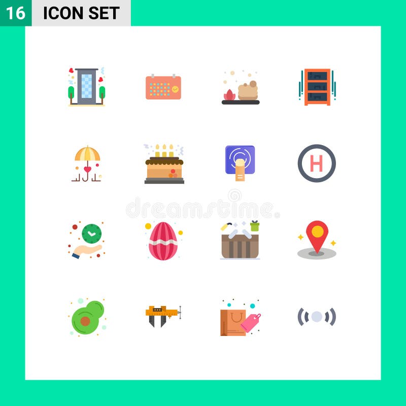 Universal Icon Symbols Group of 16 Modern Flat Colors of Wardrobe ...