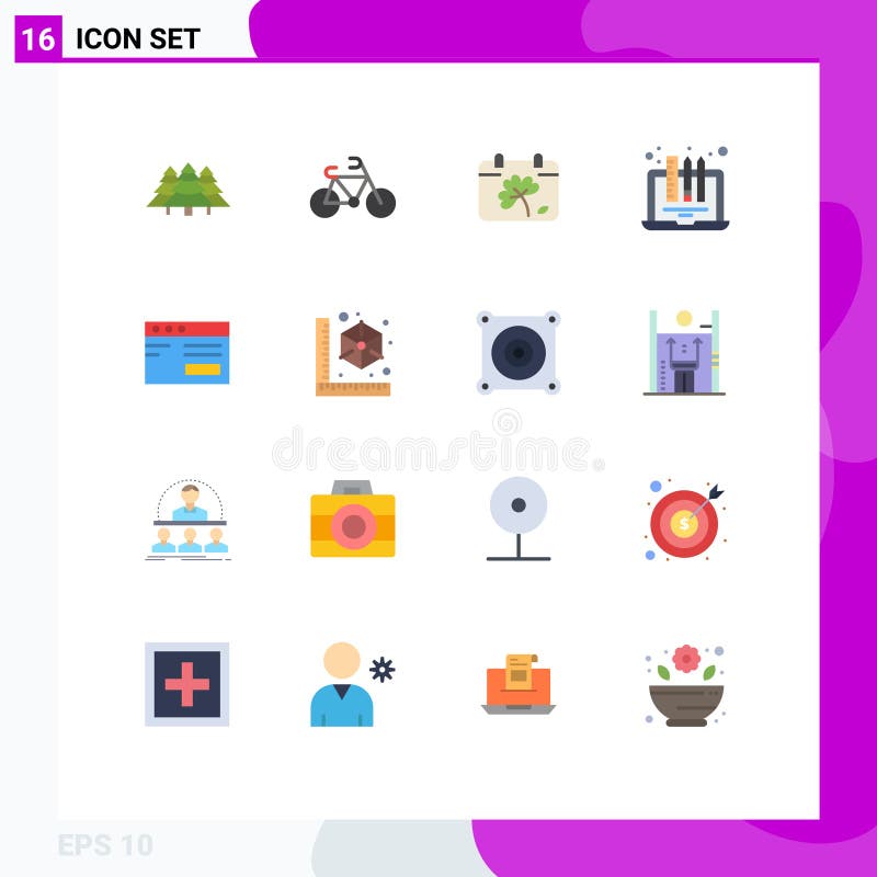 Universal Icon Symbols Group of 16 Modern Flat Colors of Web, Laptop ...