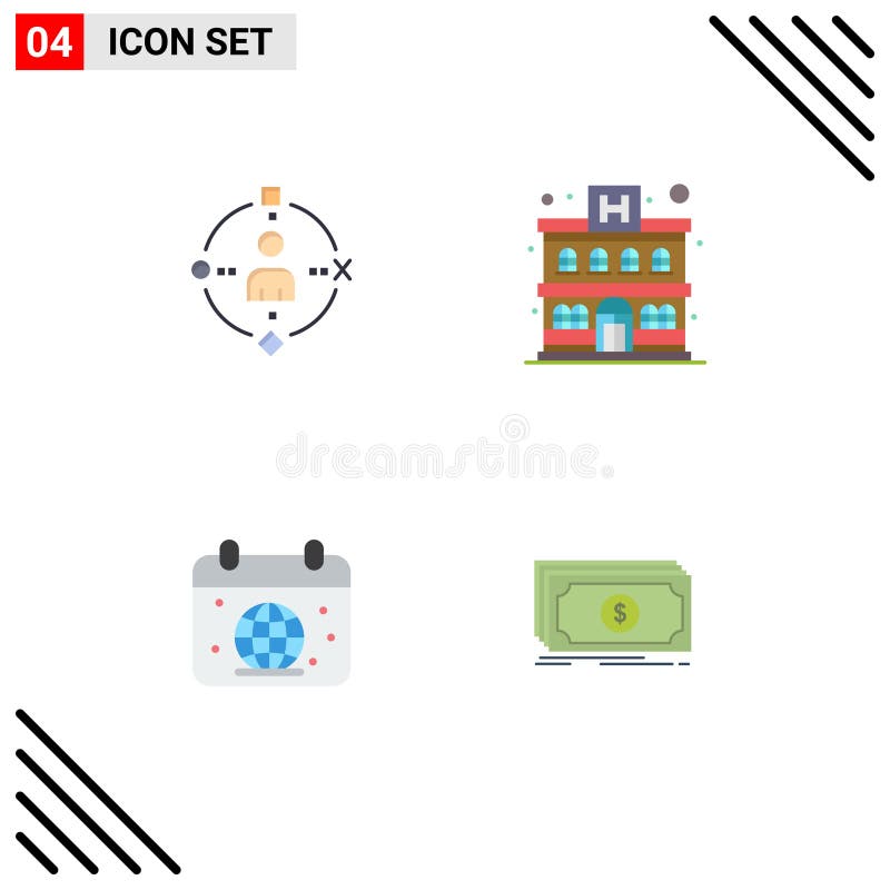 Universal Icon Symbols Group of 4 Modern Flat Icons of Ambient, Earth ...