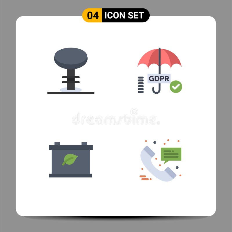 Universal Icon Symbols Group of 4 Modern Flat Icons of Bar, Save, Stool ...