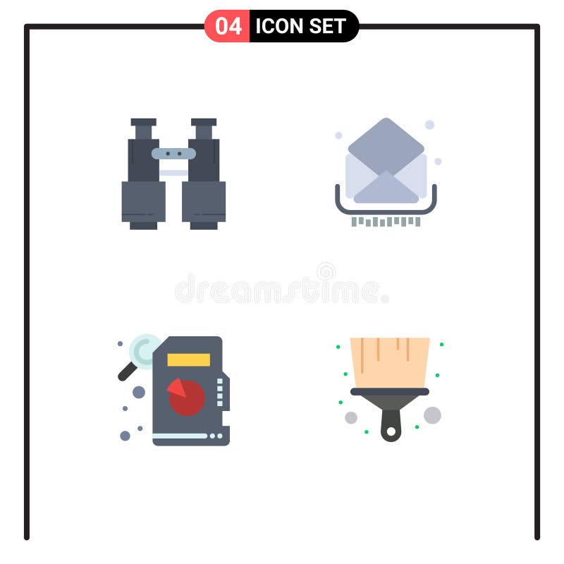 Universal Icon Symbols Group of 4 Modern Flat Icons of Binoculars ...