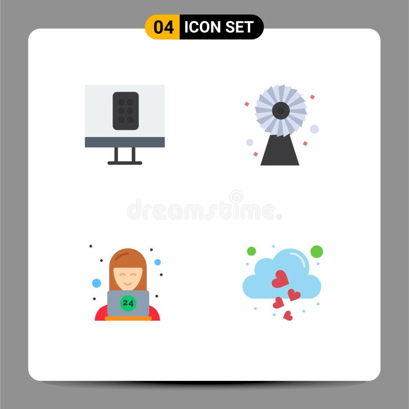 Universal Icon Symbols Group of 4 Modern Flat Icons of Control ...