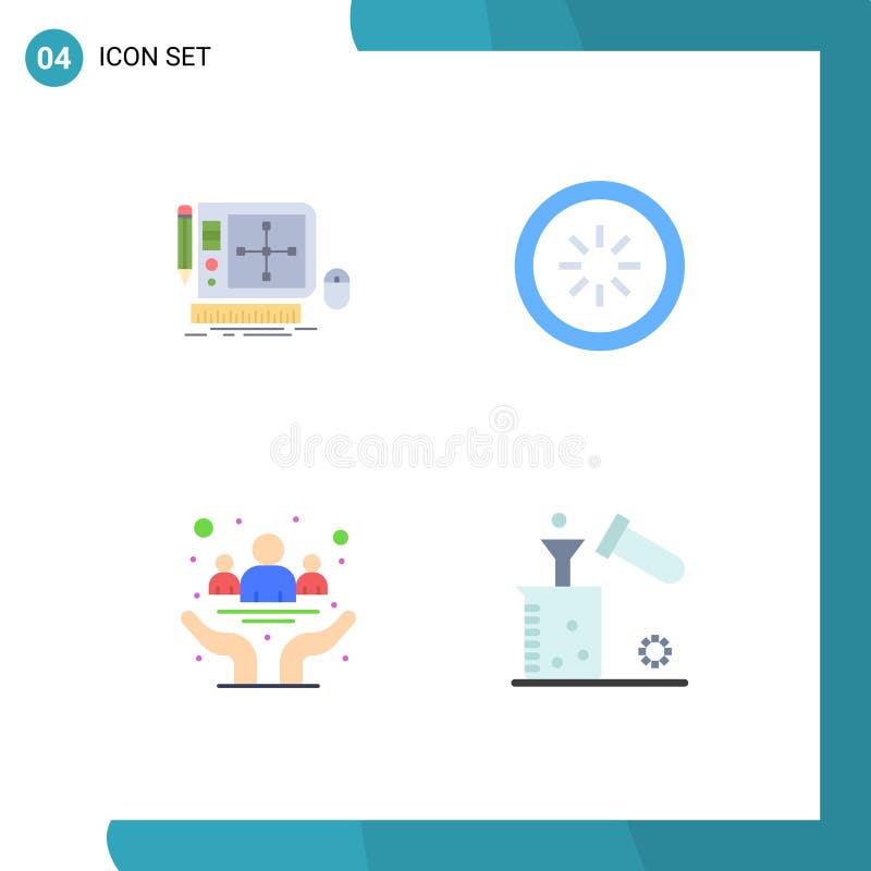 Universal Icon Symbols Group of 4 Modern Flat Icons of Design, Loading ...