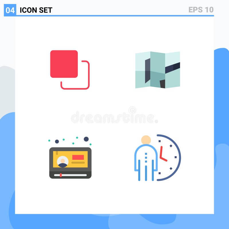 Universal Icon Symbols Group of 4 Modern Flat Icons of Four, Video ...