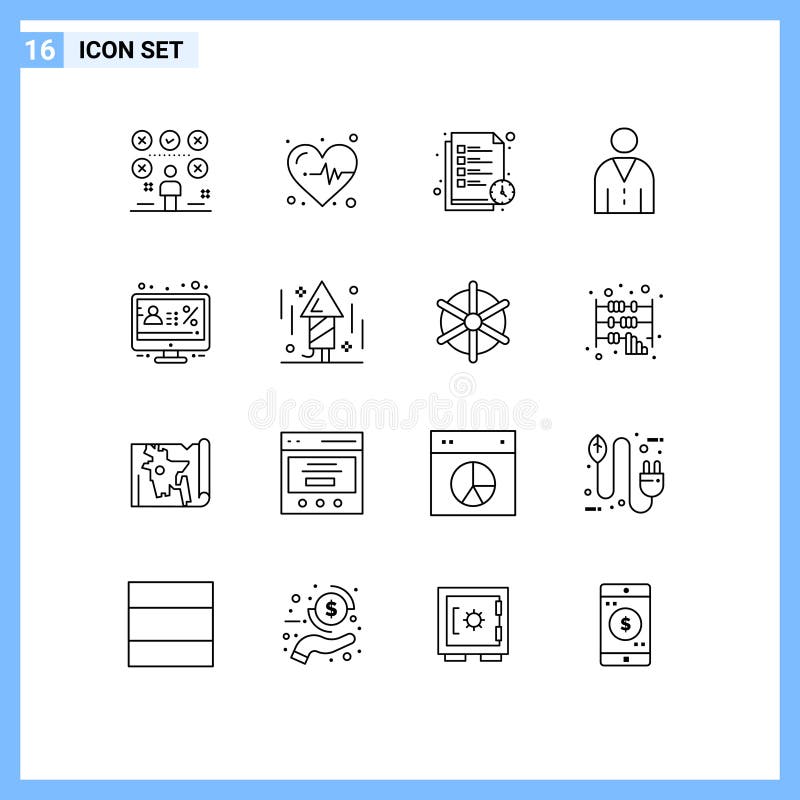 Universal Icon Symbols Group of 16 Modern Outlines of Account, People ...