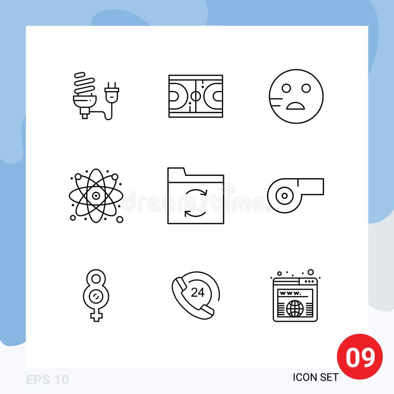 Universal Icon Symbols Group of 9 Modern Outlines of Science, Atom ...