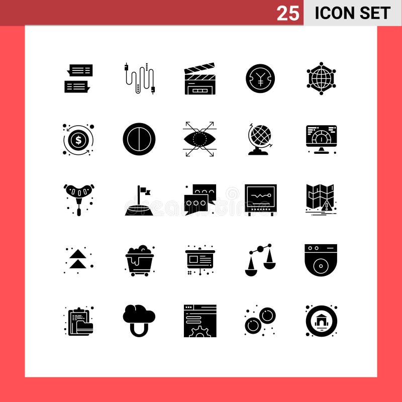 Universal Icon Symbols Group of 25 Modern Solid Glyphs of Analytics ...