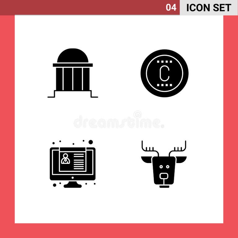Universal Icon Symbols Group of 4 Modern Solid Glyphs of Architecture ...