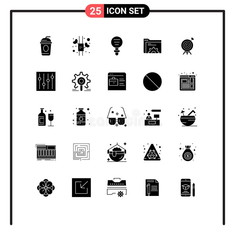 Universal Icon Symbols Group of 25 Modern Solid Glyphs of Arrow, Target ...