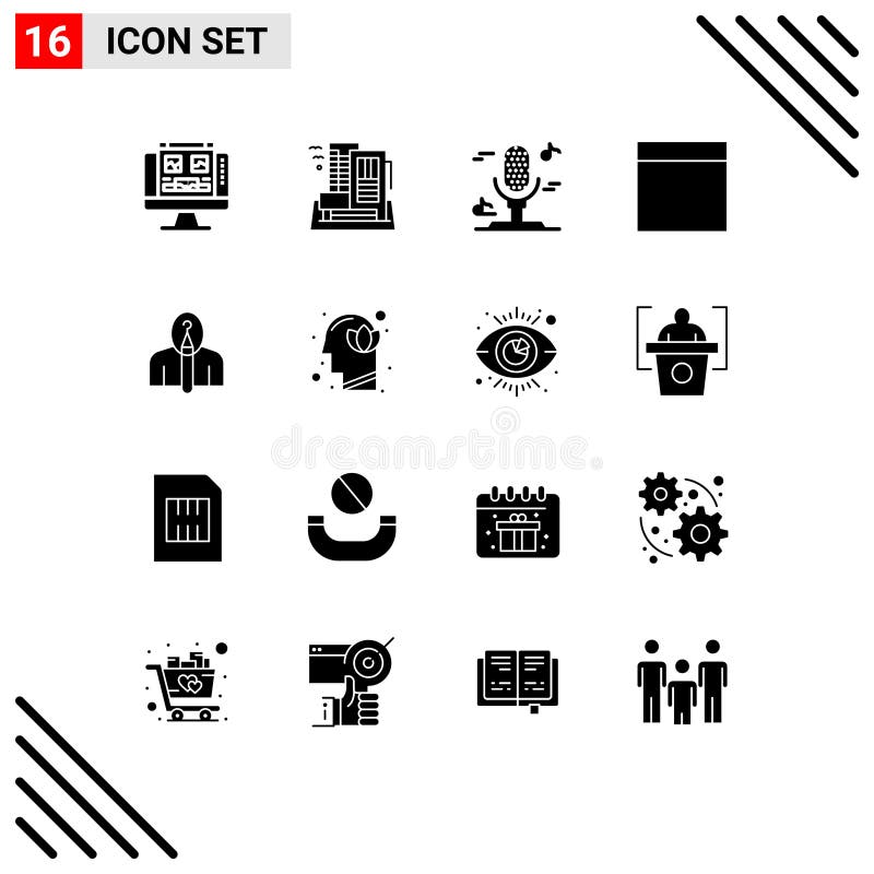 Universal Icon Symbols Group of 16 Modern Solid Glyphs of Authorship ...