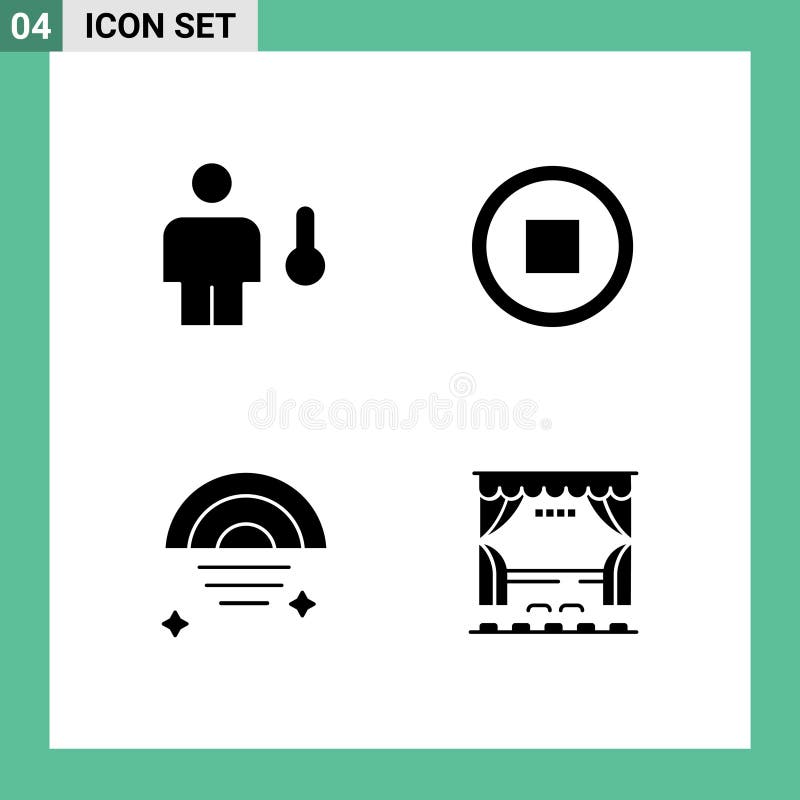 Universal Icon Symbols Group of 4 Modern Solid Glyphs of Avatar, Rainy ...