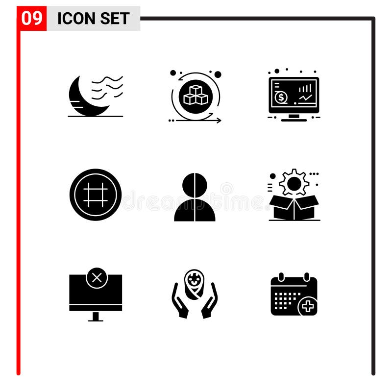 Universal Icon Symbols Group of 9 Modern Solid Glyphs of Avatar, Ui ...
