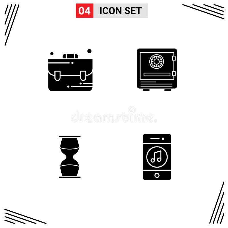 Universal Icon Symbols Group of Modern Solid Glyphs of Bag, Security ...