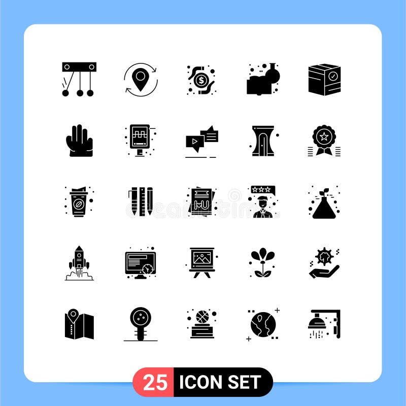 Universal Icon Symbols Group of 25 Modern Solid Glyphs of Check ...