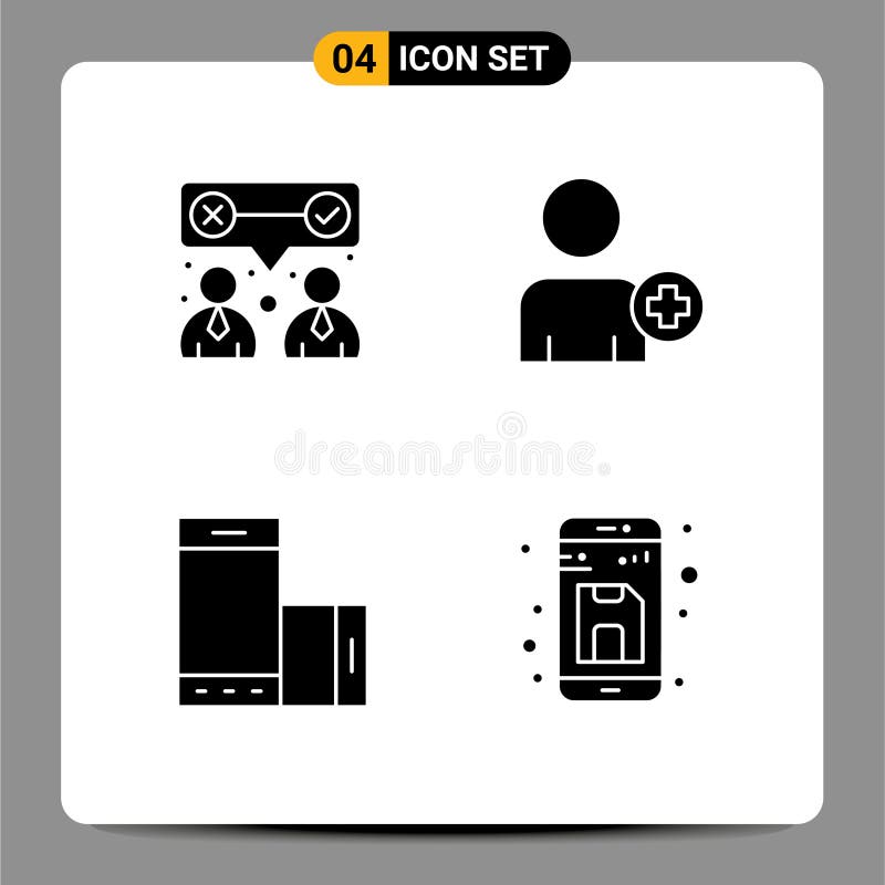 Universal Icon Symbols Group of 4 Modern Solid Glyphs of Corporate ...